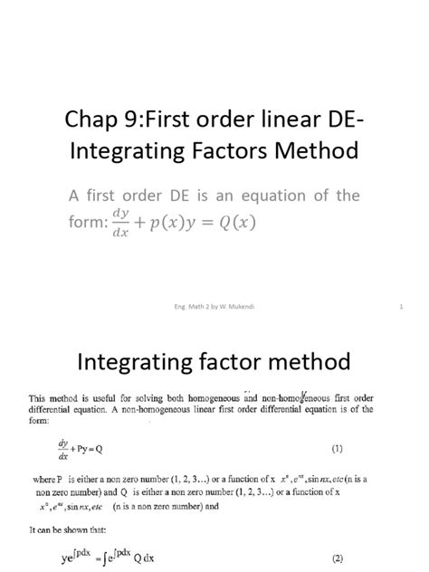 Chap 9 Integrating Factors Method Pdf