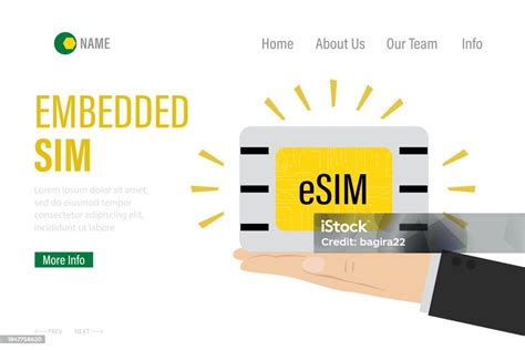 Hand Holds Embedded Sim Card Landing Page Template Development Of Technology Transition From