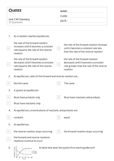 50 Equilibrium Constant And Reaction Quotient Worksheets For 10th Class On Quizizz Free