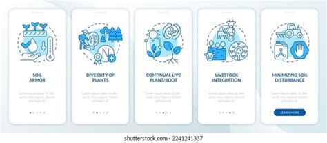 Principles Regenerative Farming Blue Onboarding Mobile Stock Vector