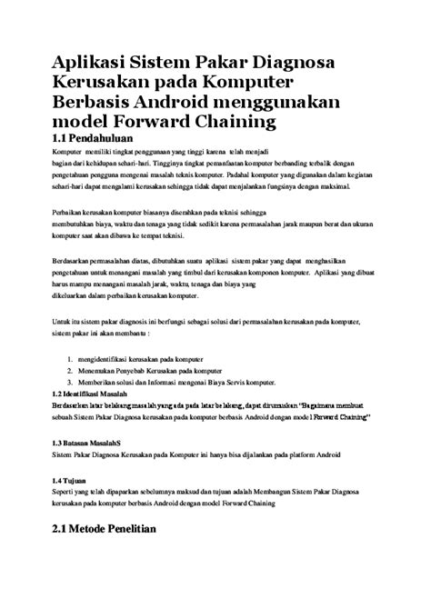 Doc Aplikasi Sistem Pakar Diagnosa Kerusakan Pada Komputer Berbasis Android Menggunakan Model