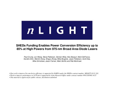 Pdf Sheds Funding Enables Power Conversion Efficiency Up To 85 At High Powers From 975 Nm