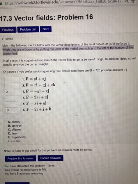 solved match the following vector fields with the verbal