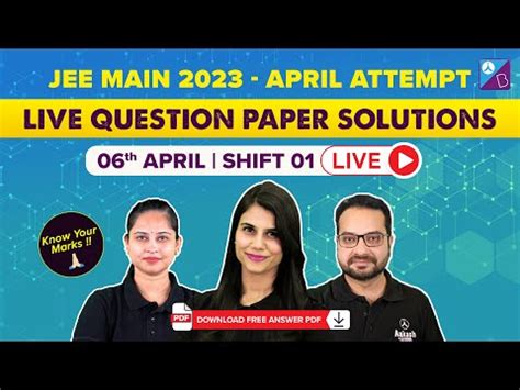 JEE Main April Shift Chemistry Question Paper With Solutions