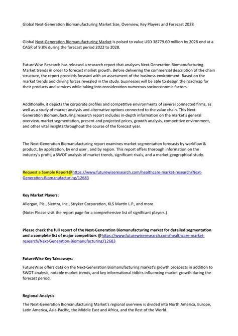 Ppt Global Next Generation Biomanufacturing Market Size Overview