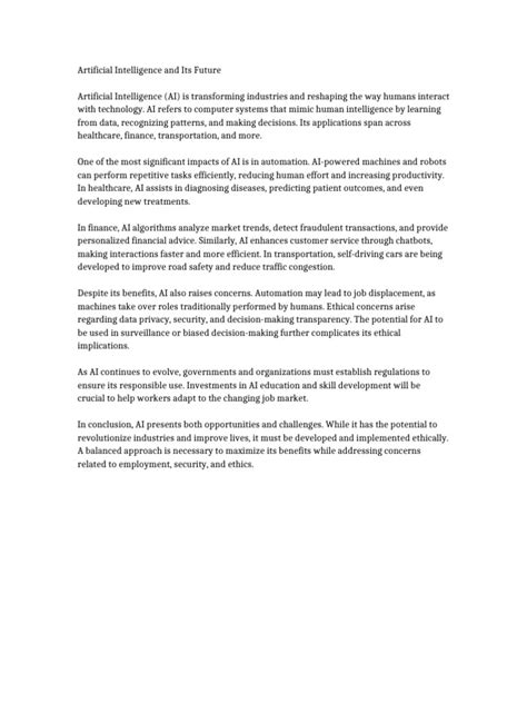 Ais Impact On Industries And Ethics Pdf