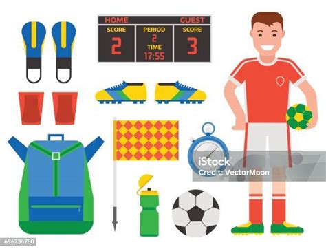 축구 축구 아이콘 선수 트로피 경쟁 게임 점수 승리 재생 평면 디자인 스포츠 벡터 일러스트 레이 션 Championship에 대한 스톡 벡터 아트 및 기타 이미지 Istock