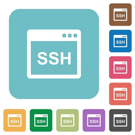 Ssh Client Application Rounded Square Flat Icons Stock Vector Illustration Of Plain Panel