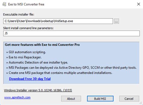 A Free Exe To Msi Wrapper Tool AprelTech