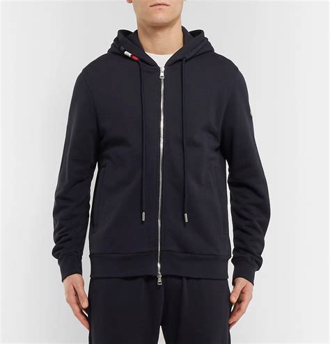 Moncler Loopback Cotton Jersey Zip Up Hoodie Midnight Blue Moncler