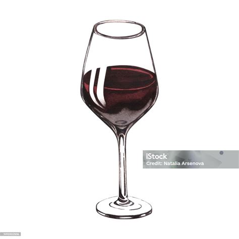유리에 담긴 수채화 레드 와인 알코올 음료는 하얀 배경에 분리된 손으로 그린 그림이다 와인 리스트 라벨 배너 메뉴 전단지 브로셔 템플릿에 대한 개념입니다 그리기에 대한 스톡