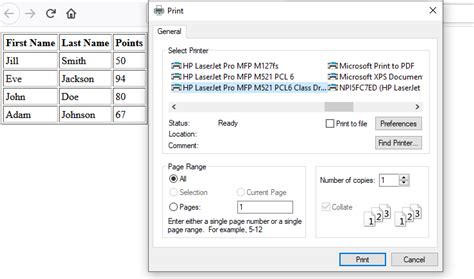 Javascript Direct Viewing To Print Preview Firefox Stack Overflow