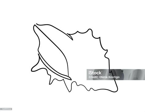 조개 껍질 로고 또는 엠블럼에 대한 하나의 연속 선 그리기 스타일 현대의 간단한 벡터 일러스트레이션 조개껍데기의 해양 삽화를