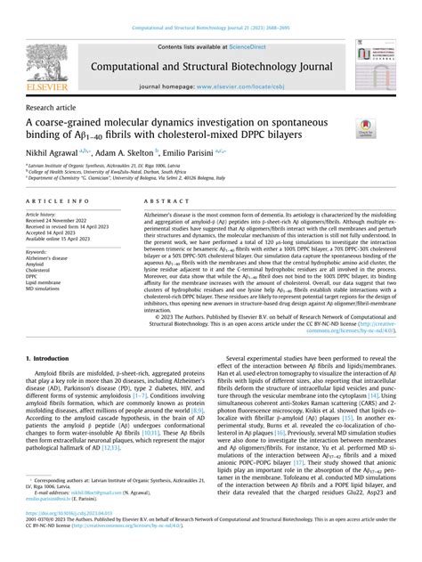 Pdf A Coarse Grained Molecular Dynamics Investigation On Spontaneous Binding Of Aβ1 40 Fibrils