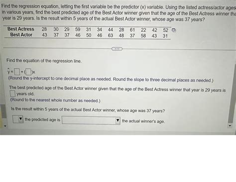 Solved Find The Regression Equation Letting The First