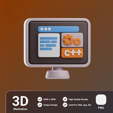 Premium Psd Object Computer Programming Back End 3d Illustration