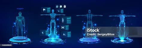 전신 스캔이 가능한 헬스케어 3d 인체 홀로그램 인체에 대한 스톡 벡터 아트 및 기타 이미지 인체 홀로그램 건강관리와 의술 Istock