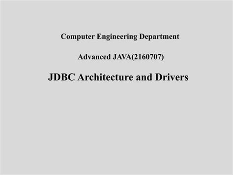 Jdbc Architecture And Drivers Ppt Databases Computer Software And