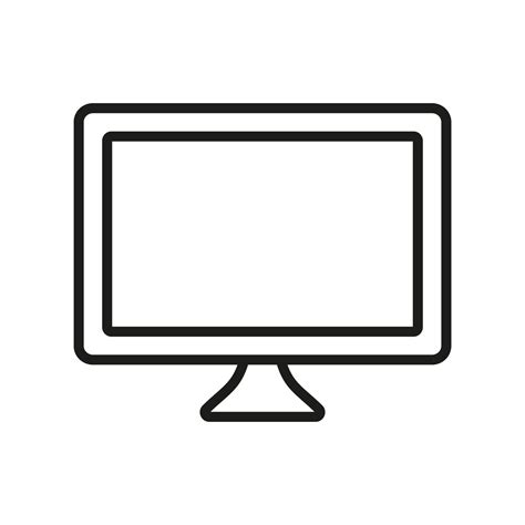 Computer Monitor Line Icon Pc Wide Screen Desktop Linear Pictogram Tv With Digital Lcd