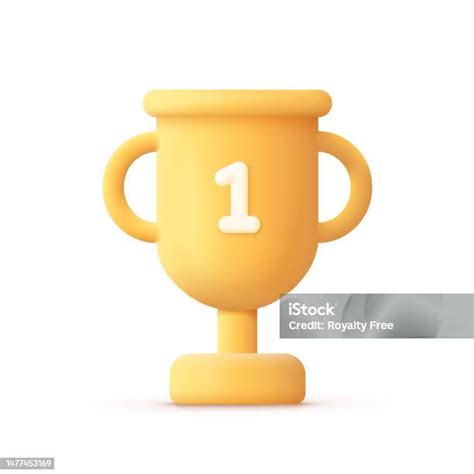 챔피언 트로피 골드 컵 수상자 상 1 위 스포츠 상 및 성공 개념 3d 벡터 아이콘입니다 만화 최소한의 스타일 찰리스에 대한 스톡 벡터 아트 및 기타 이미지 Istock
