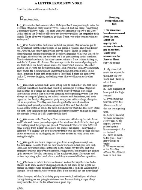 Reading Comprehension Test Pdf