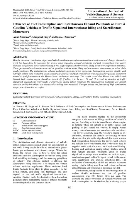 Pdf Influence Of Fuel Consumption And Instantaneous Exhaust Pollutants On Euro 4 Gasoline