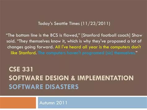 Ppt Cse 331 Software Design And Implementation Software Disasters