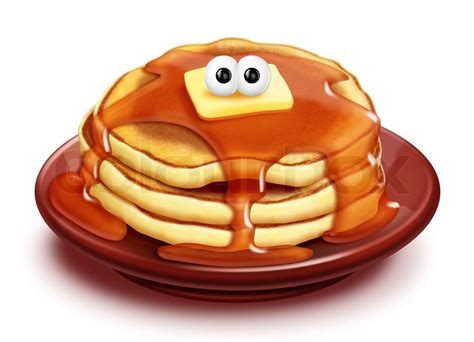 Whimsical Cartoon Pancake Stack With Syrup And Butter Stock Image Colourbox