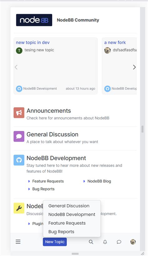 how to create a new topic button in header nodebb community