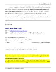 One Sample Inference For Babes One Sample Inference In This Section We Will Be