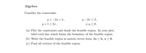 Answered Algebra Consider The Constraints… Bartleby