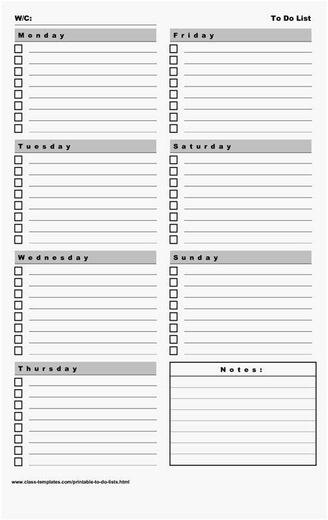 7 Day Weekly Planner Template Printable Images