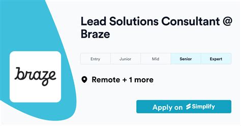 lead solutions consultant braze simplify jobs