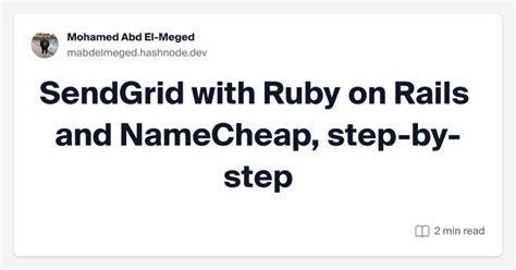 Check Out My First Article On Hashnode On Sendgrid And Integrating With Ruby On Rails Mohamed