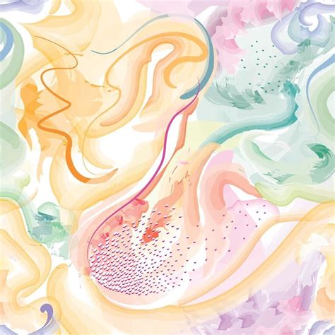 Abstract Wavy Lines Beautiful Seamless Watercolored Texture Endless Pattern In Bright Spring