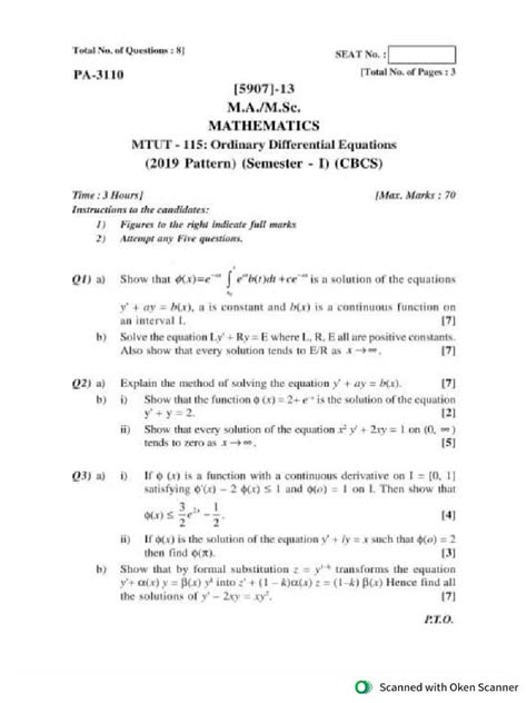 Ode Question Paper Pdf