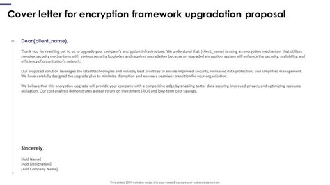 Cover Letter For Encryption Framework Upgradation Proposal Ppt Presentation