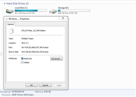 windows 7 hard drive remaining space not matching up with current