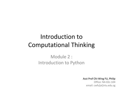Lecture 2 Introduction To Python Ppt