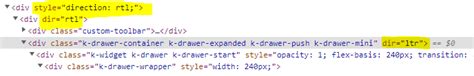 Drawer Does Not Inherit The RTL Text Direction Of Its Parent Elements
