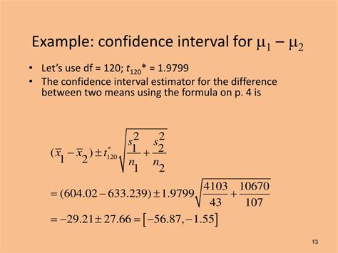 Ppt Confidence Intervals For The Difference Between Two Population Means µ 1 µ 2