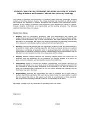 Core Value Statement Doc Babe CORE VALUES STATEMENT AND ETHICAL CONDUCT PLEDGE College