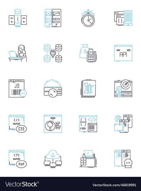 Mainframe Computer Linear Icons Set Legacy Vector Image