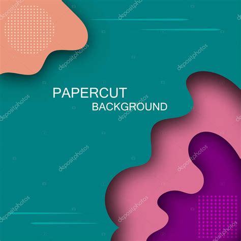 3d Green Purple Pink Calming Coral Color Tone Abstract Background Papercut Shape Style