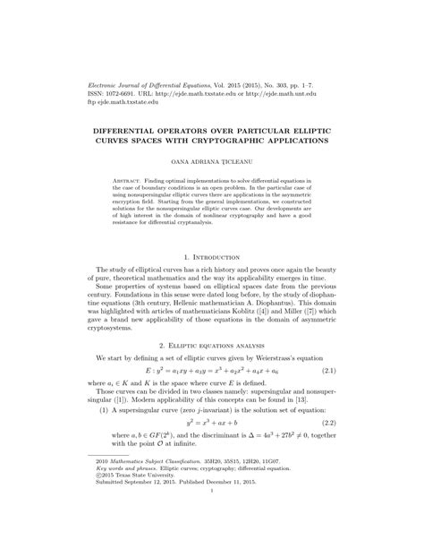 Pdf Differential Operators Over Particular Elliptic Curves Spaces With Cryptographic Applications