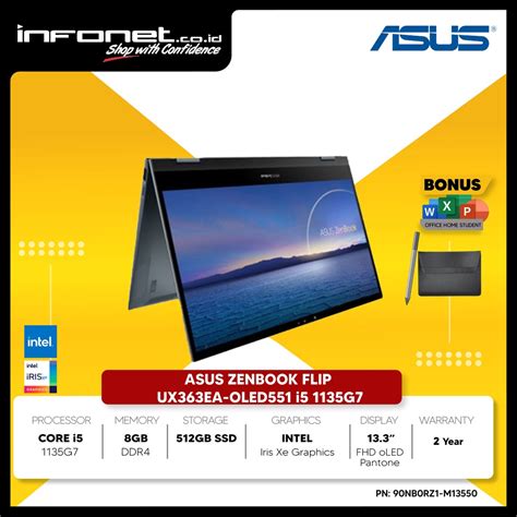 Jual Asus Zenbook Flip Ux Ea Oled I G Gb Gb Pcie Intel