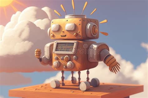 Chatbot Robot Giving The Weather Forecast With Animated Clouds And Sun Stock Image Image Of