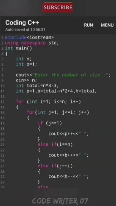 Best C Pattern Program Tutorial Video 💯🧠 Codewriter07 Coding Youtubeshorts Programming
