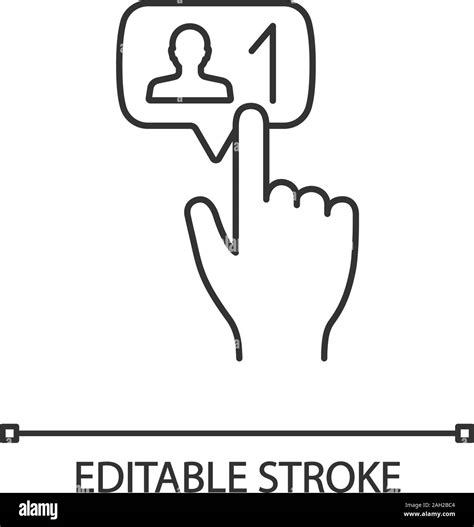 New Follower Button Click Linear Icon Thin Line Illustration Social Media Subscriber New