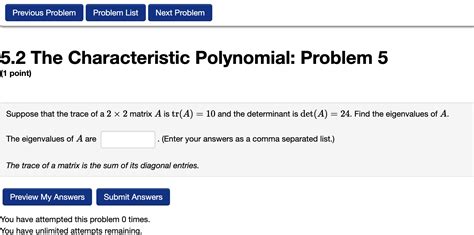Solved 52 The Characteristic Polynomial Problem 5 1 Solved 52 The Characteristic Polynomial Problem 5 1
